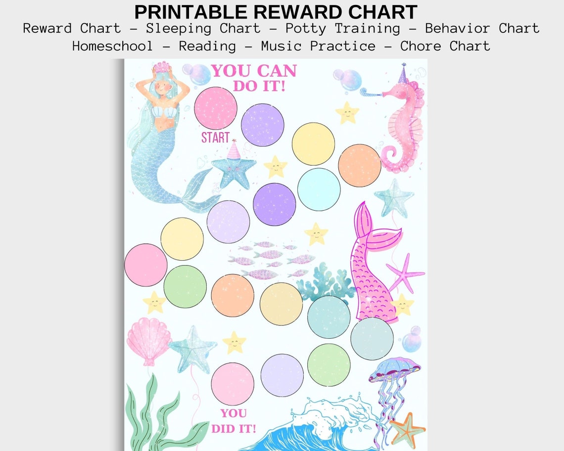 Printable Mermaid Reward Chart Ocean Reward Chart Under the Sea ...