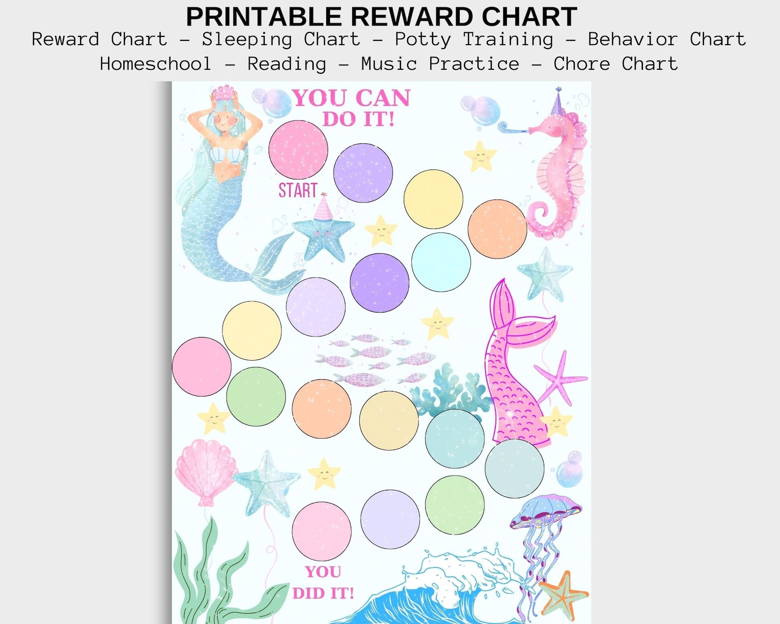 Printable Mermaid Reward Chart Ocean Reward Chart Under the Sea ...