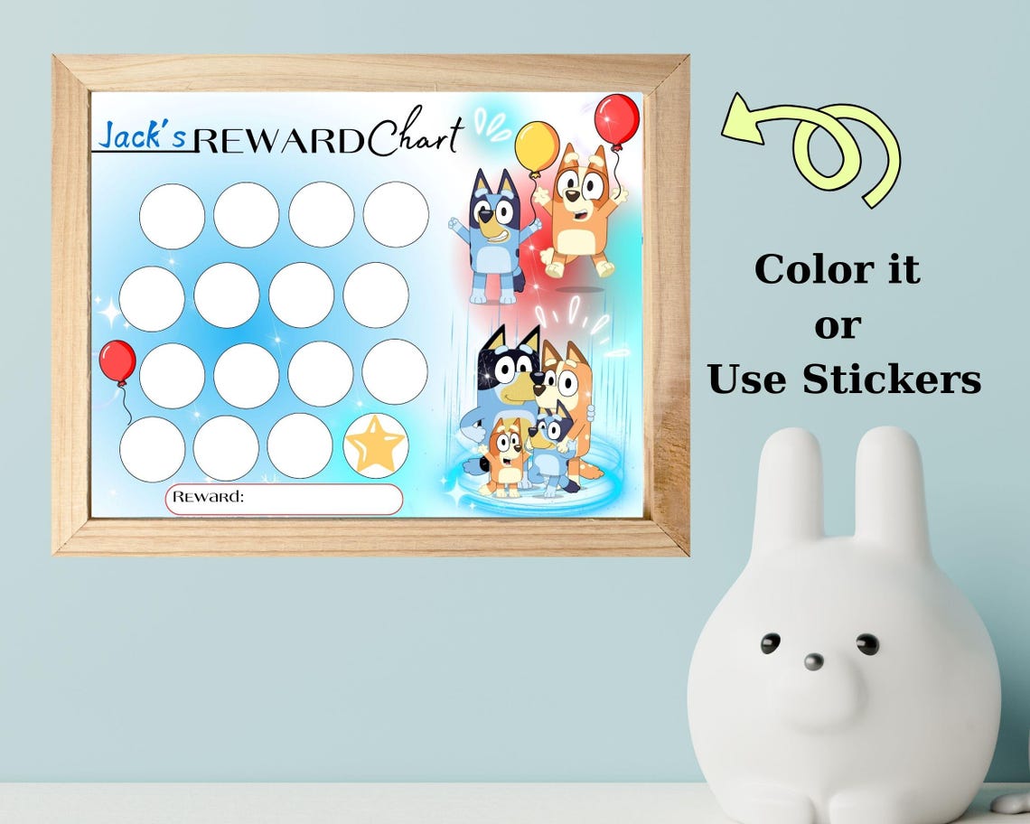 Bluey Reward Chart Kids Reward Chart Potty Training Chart Chore Chart ...