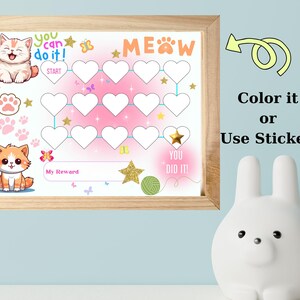 Cute Cat Reward Chart - Sticker Chart for Kids - Behavior Chart - Potty ...