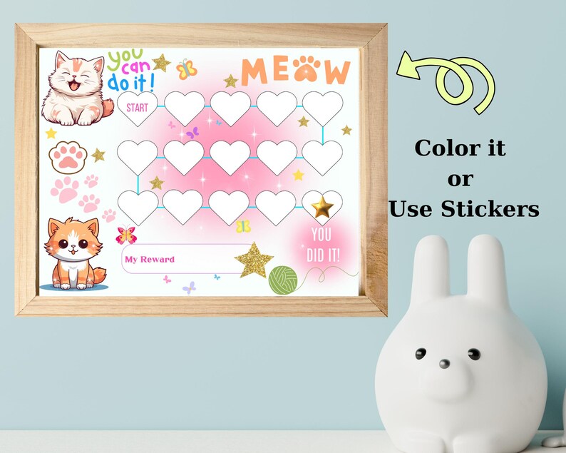 Cute Cat Reward Chart - Sticker Chart for Kids - Behavior Chart - Potty ...