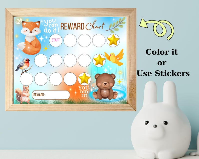 Woodland Animals Reward Chart - Printable Forest Sticker Chart - Fox ...