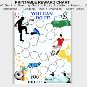 Football Reward Chart - Boys Behavior Chart - Kids Chore Chart - Sleep ...