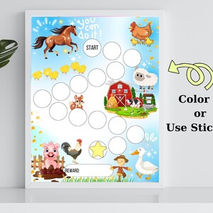 Farm Reward Chart - Kids Behavior Chart - Potty Training Chart - Chore ...