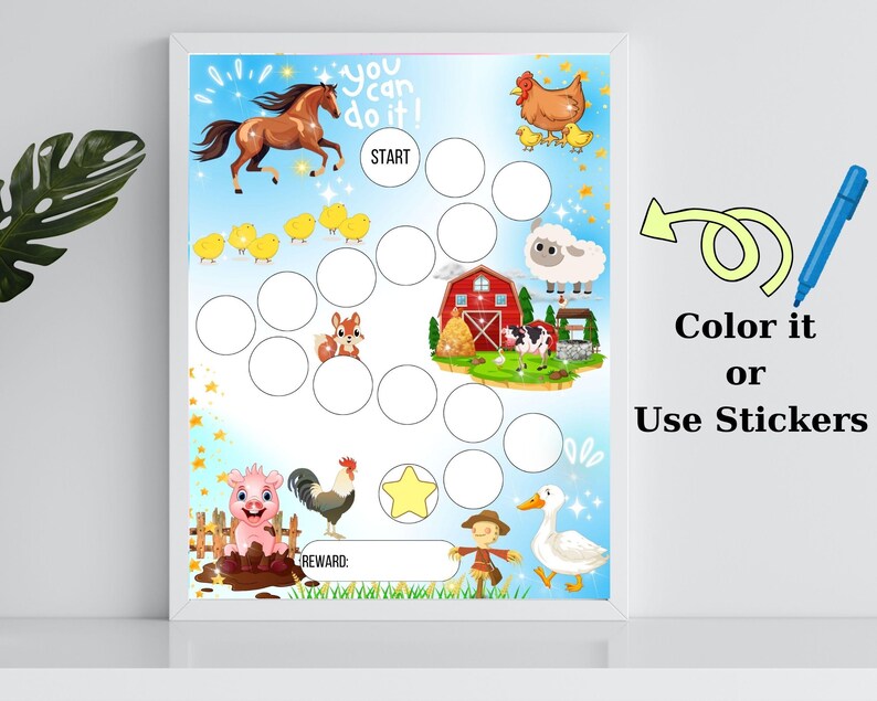 Farm Reward Chart Kids Behavior Chart Potty Training Chart Chore Chart ...