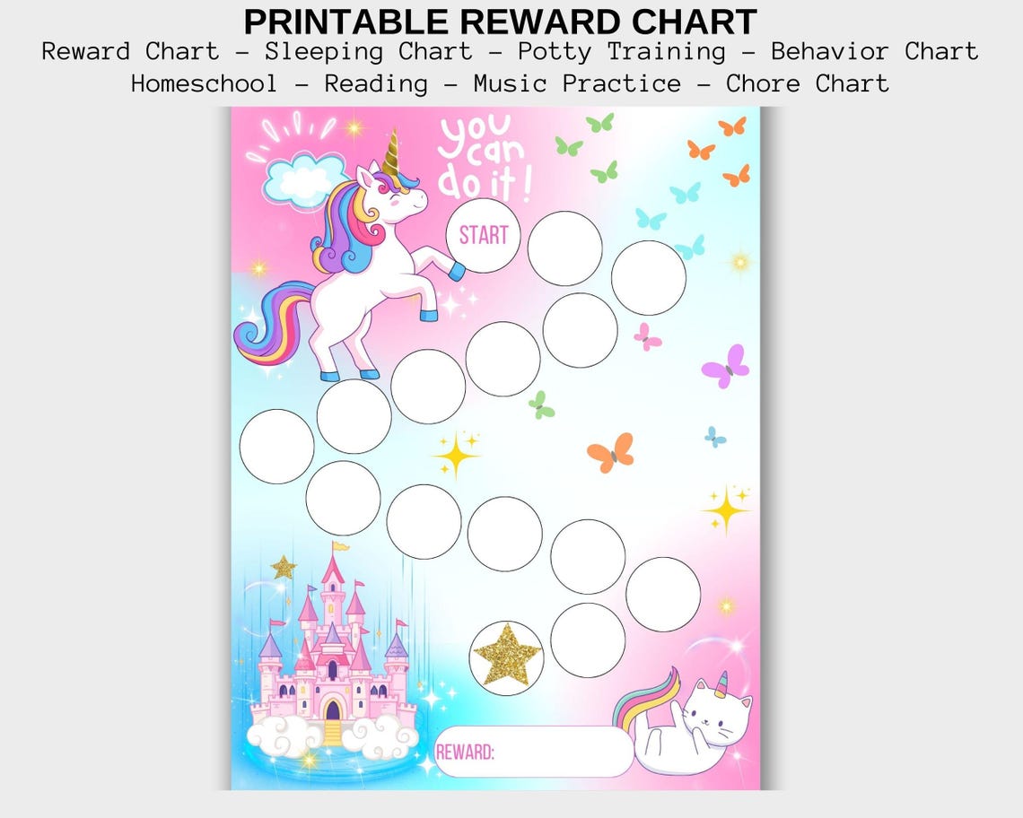 Unicorn Reward Chart: Chore - Behavior - Potty Training Tracker (PDF ...
