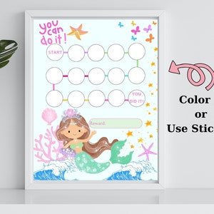 Printable Mermaid Reward Chart Girls Potty Training Sleeping Chart ...