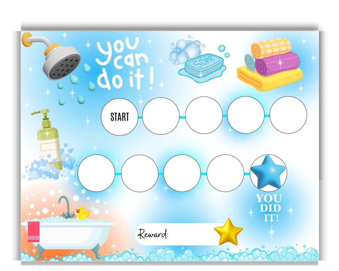 Shower Routine Reward Chart - Hygiene Chart for Kids - Reward Chart ...