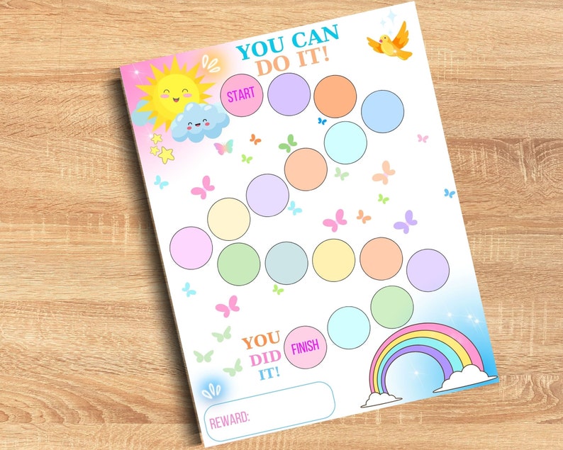 Printable Rainbow Reward Chart Sun Reward Chart Toddler Reward Chart ...