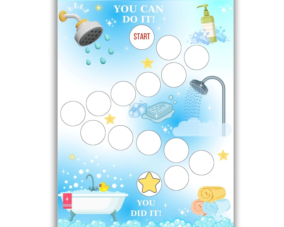 Shower Routine Reward Chart - Hygiene Chart for Kids - Reward Chart ...
