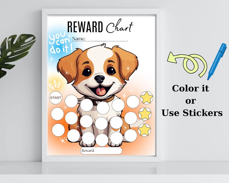 Printable Dog Reward Chart Kids Reward Chart Boys Behavior Chart Potty ...