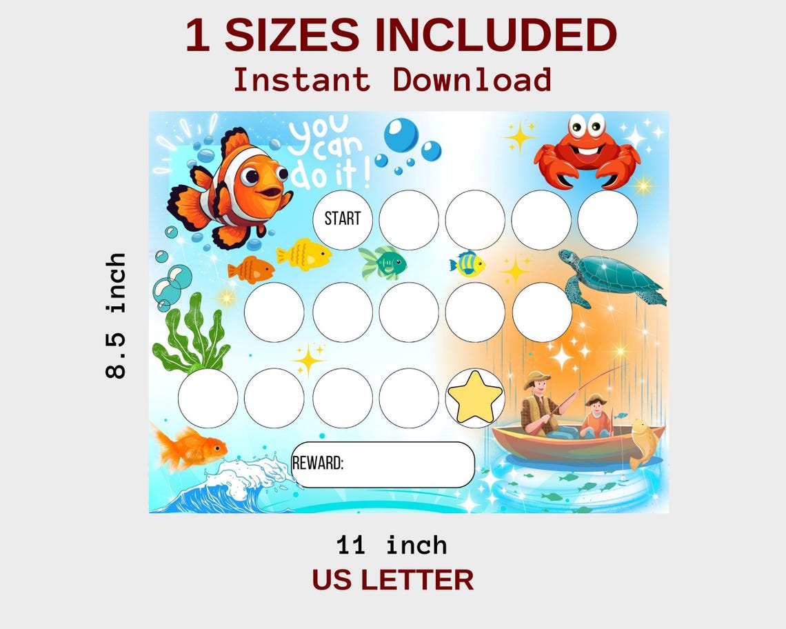 Ocean Reward Chart Fish Reward Chart Under the Sea Behavior Chart Potty ...