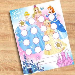 Girls Princess Reward Chart - Potty Training Chart - Chore Chart ...