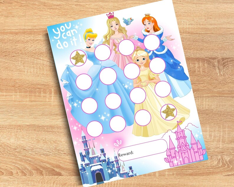 Girls Princess Reward Chart - Potty Training Chart - Chore Chart ...