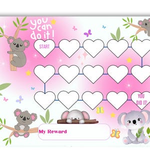 Koala Reward Chart - Printable Kids Behavior Chart - Potty Training ...