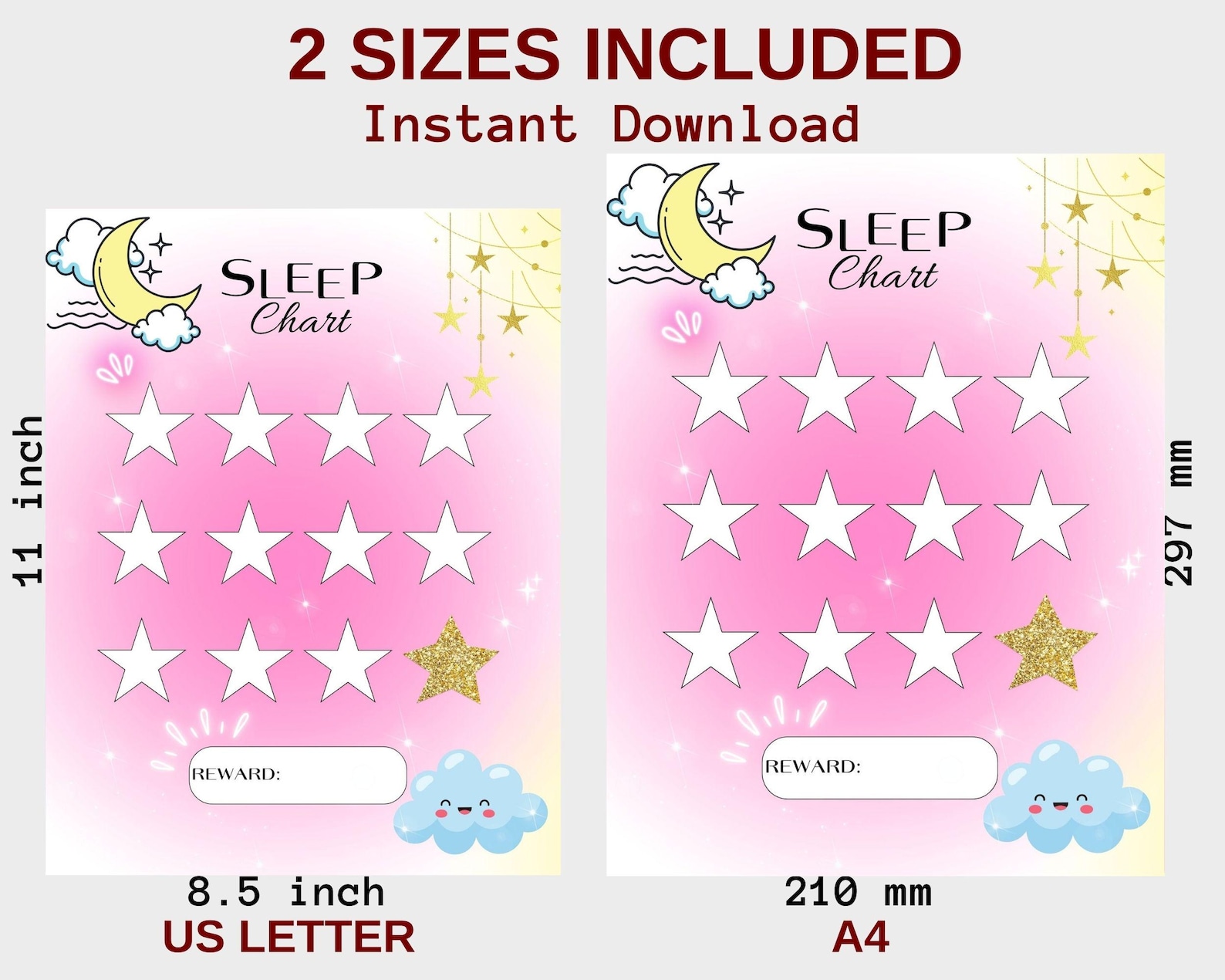 Kids Sleeping Chart Printable - Sleep Tracker Reward Chart - Sleep ...