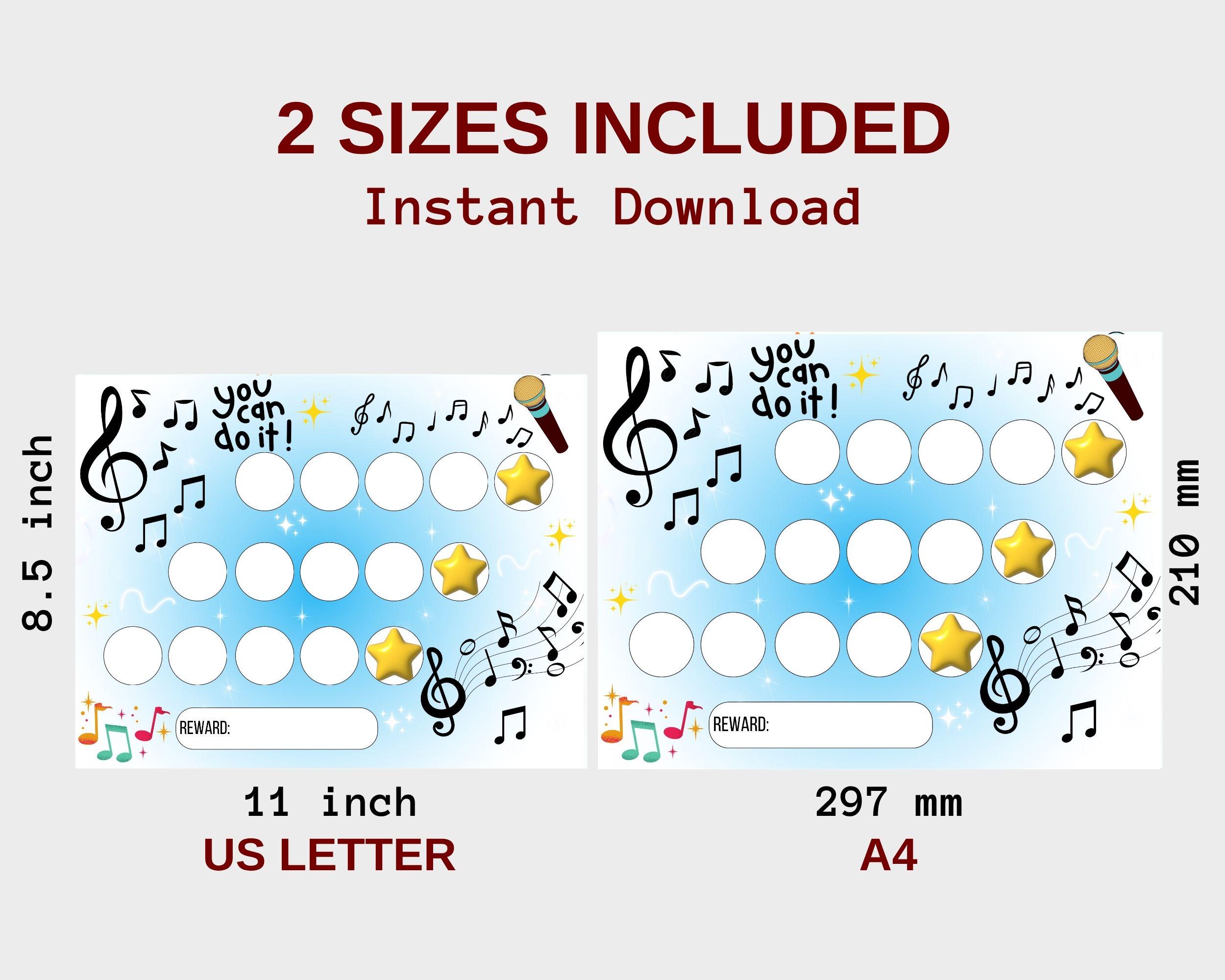 Music Practice Reward Chart for Kids – Printable Practice Tracker (PDF ...