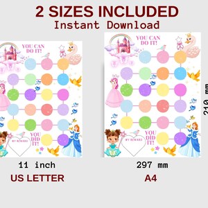 Girls Princess Reward Chart - Potty Training Chart - Chore Chart ...