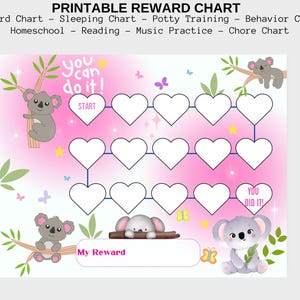 Koala Reward Chart - Printable Kids Behavior Chart - Potty Training ...