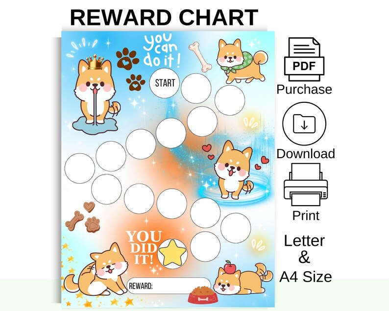 Dog Reward Chart for Kids-dogs – Printable Behavior Tracker | Puppy ...