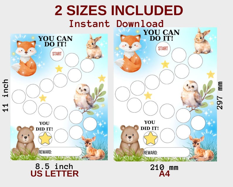 Woodland Animals Reward Chart - Printable Forest Sticker Chart - Fox ...