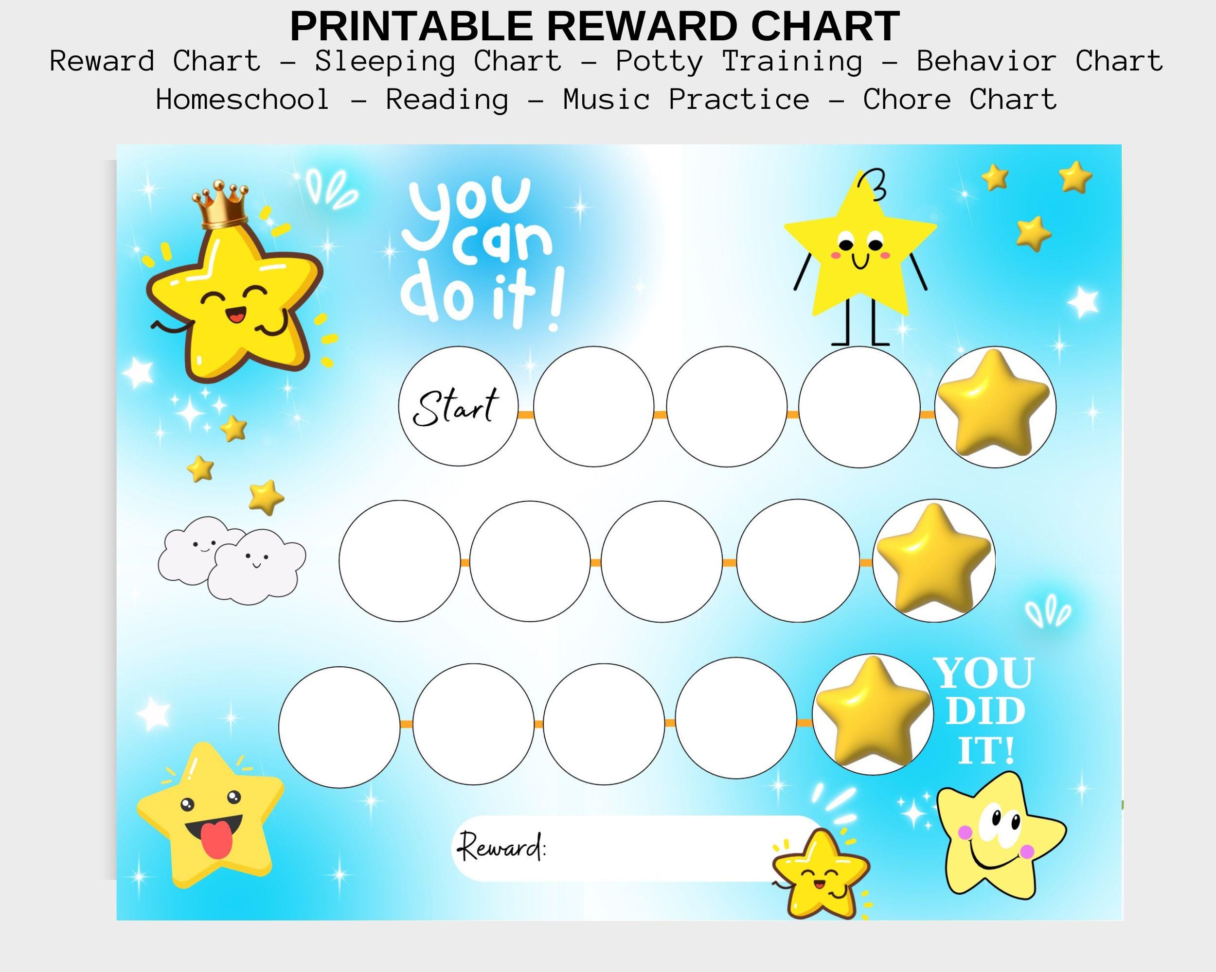 Colorful Star Reward Chart for Kids – Printable Behavior Chart, Potty ...