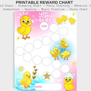 Chick Reward Chart - Sticker Reward Chart - Girls Chore Chart - Potty ...