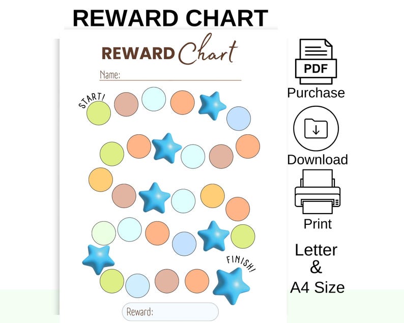 Printable Reward Chart - Boys Reward Chart - Toddler Reward Chart ...