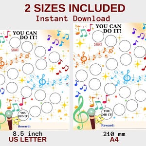 Printable Music Reward Chart - Goal Tracker - Music Practice Chart ...