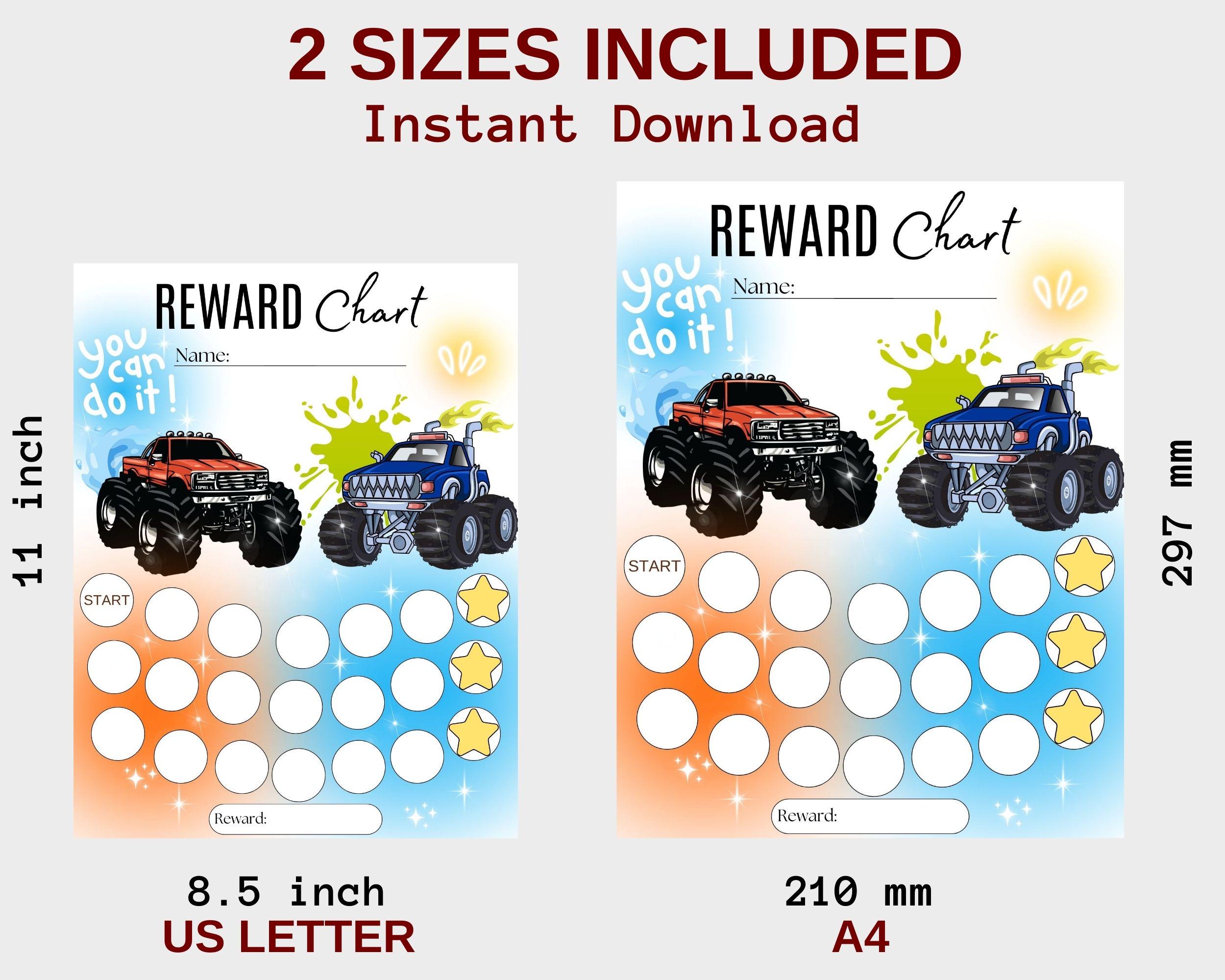 Monster Truck Reward Chart Printable Potty Training Chart Boys Behavior ...
