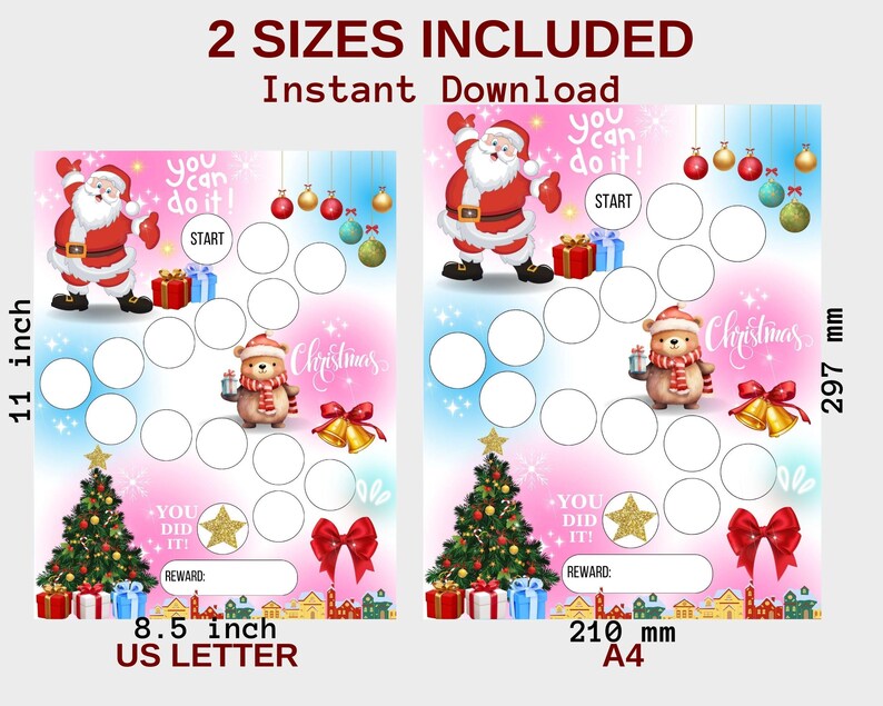 Christmas Reward Chart for Kids - Holiday Reward Chart - Snowman ...