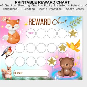 Woodland Animals Reward Chart - Printable Forest Sticker Chart - Fox ...