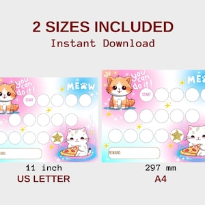 Printable Cat Reward Chart - Kids Reward Chart - Behavior Chart - Potty ...