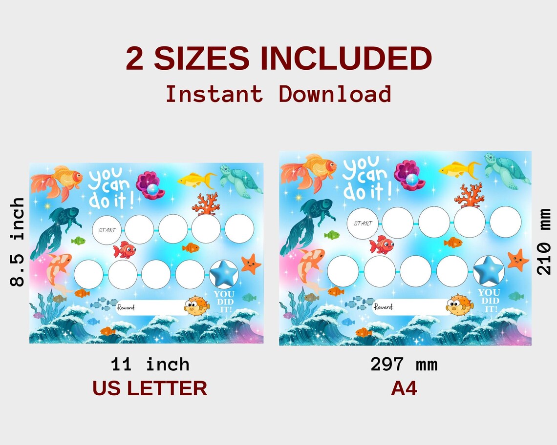 Ocean Reward Chart - Fish Sticker Reward Chart - Under the Sea Behavior ...