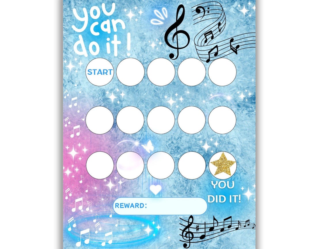 Printable Music Reward Chart - Music Practice Chart - Kids Music Reward ...