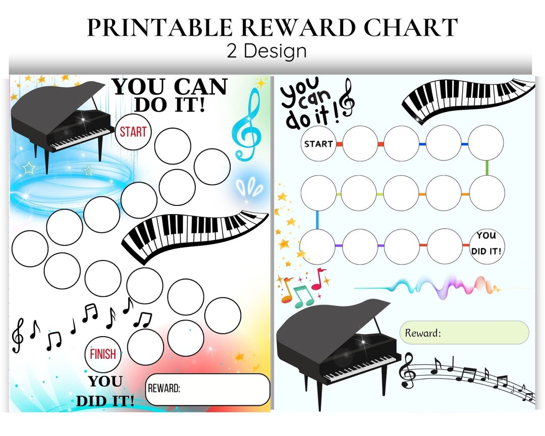 Printable Piano Reward Chart - Music Practice - Piano Practice - Music ...