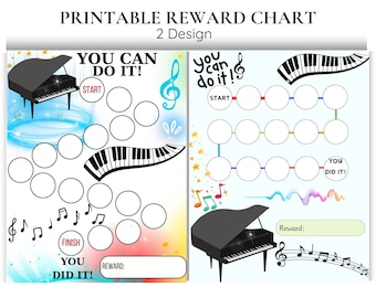 Printable Piano Reward Chart, Music Reward Chart, Piano Practice Chart ...