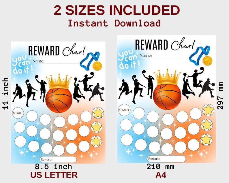 Basketball Reward Chart Boys Behavior Chart Chore Chart Sleeping Chart ...