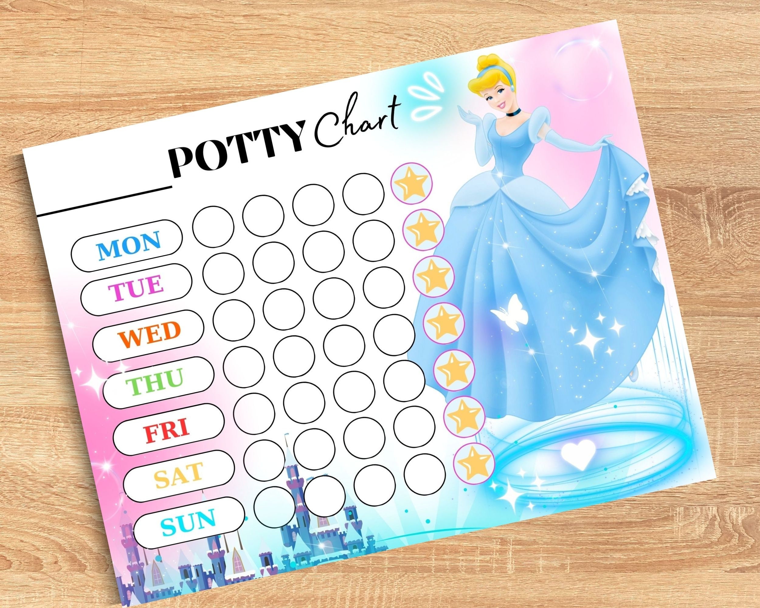 Cinderella Potty Training Chart: Princess Reward Tracker ( Printable ...