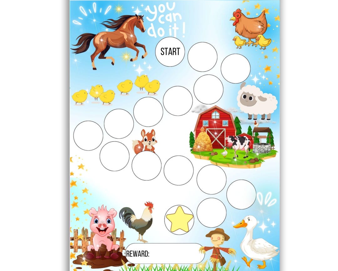 Farm Reward Chart for Kids – Printable Chore & Potty Training Tracker ...