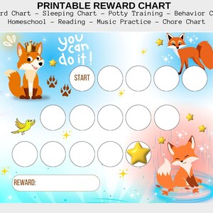 Printable Fox Reward Chart for Kids – Toddler Behavior Chart | Potty ...
