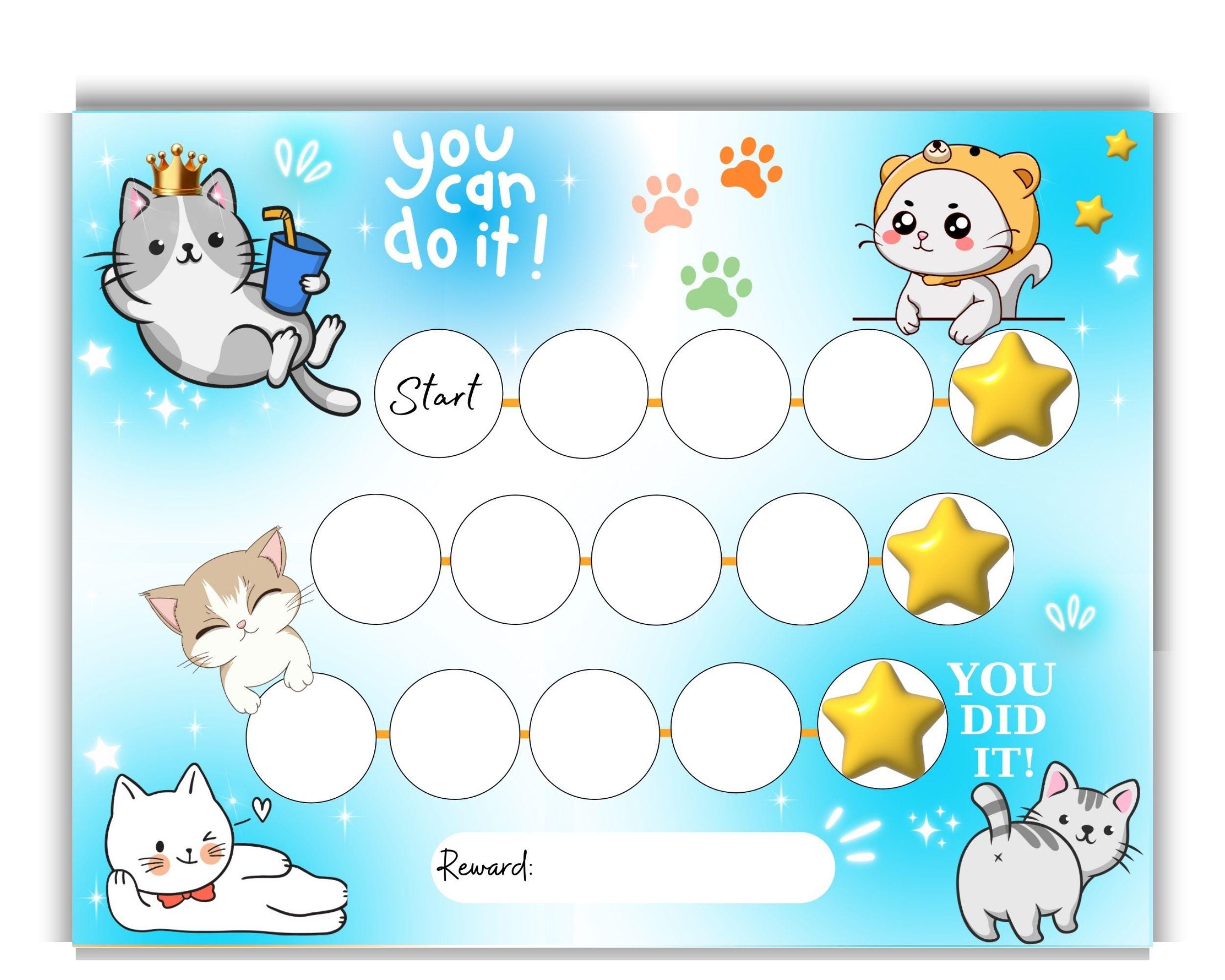 Funny & Cute Cat-themed Reward Chart for Kids – Printable Behavior ...