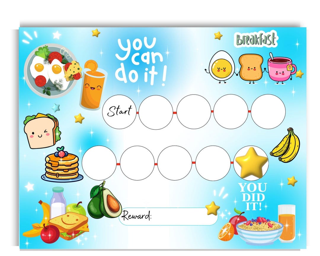 Breakfast Reward Chart – Morning Routine Tracker for Kids – Healthy ...