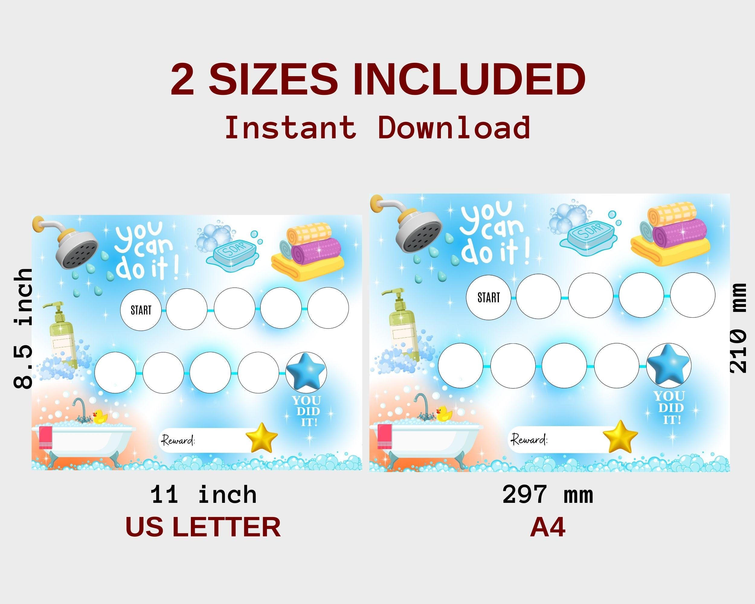 Shower Routine Reward Chart - Hygiene Chart for Kids - Reward Chart ...