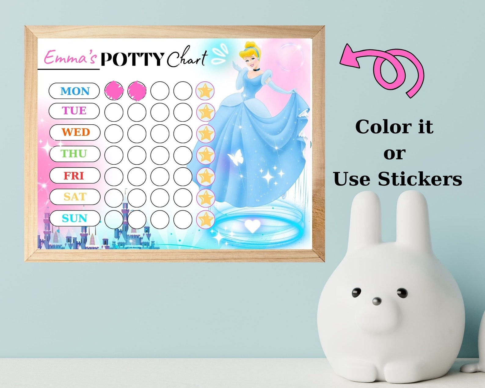 Cinderella Potty Training Chart: Princess Reward Tracker ( Printable ...