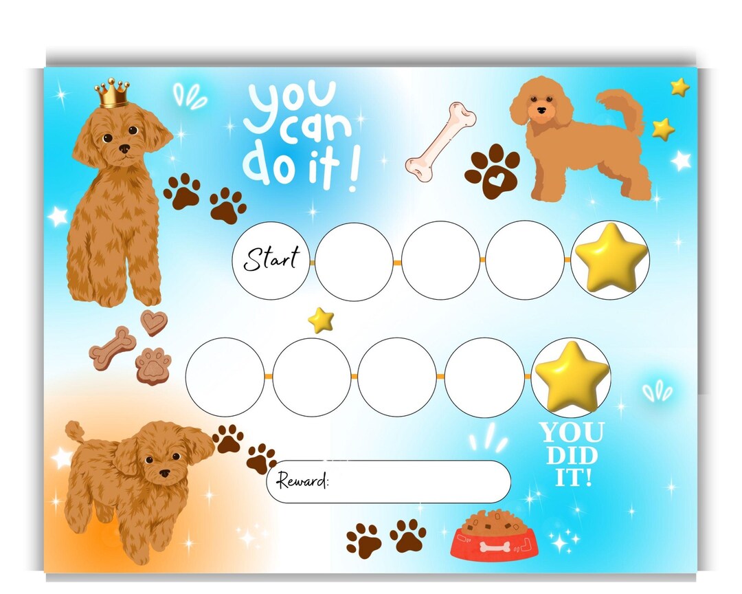 Poodle Reward Chart for Kids and Dogs– Printable Puppy Behavior Tracker ...