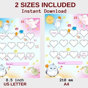 Bird Reward Chart for Kids - Sun Rainbow Reward Chart - Toddler Reward ...
