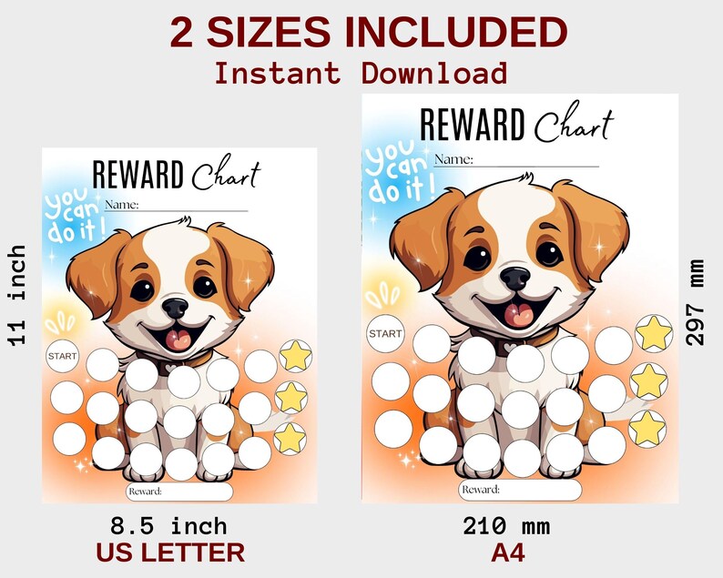 Printable Dog Reward Chart Kids Reward Chart Boys Behavior Chart Potty ...