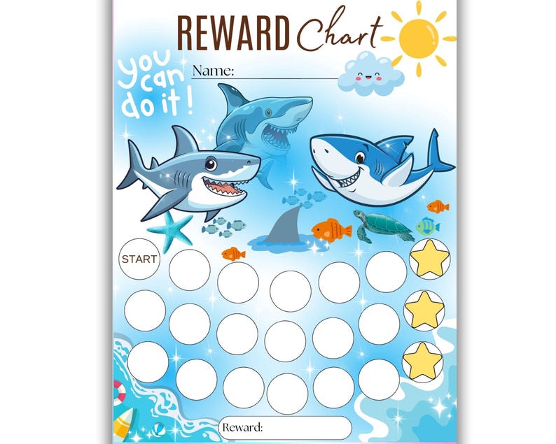 Dolphin & Shark Reward Chart - Ocean Theme Printable Chart for Kids ...