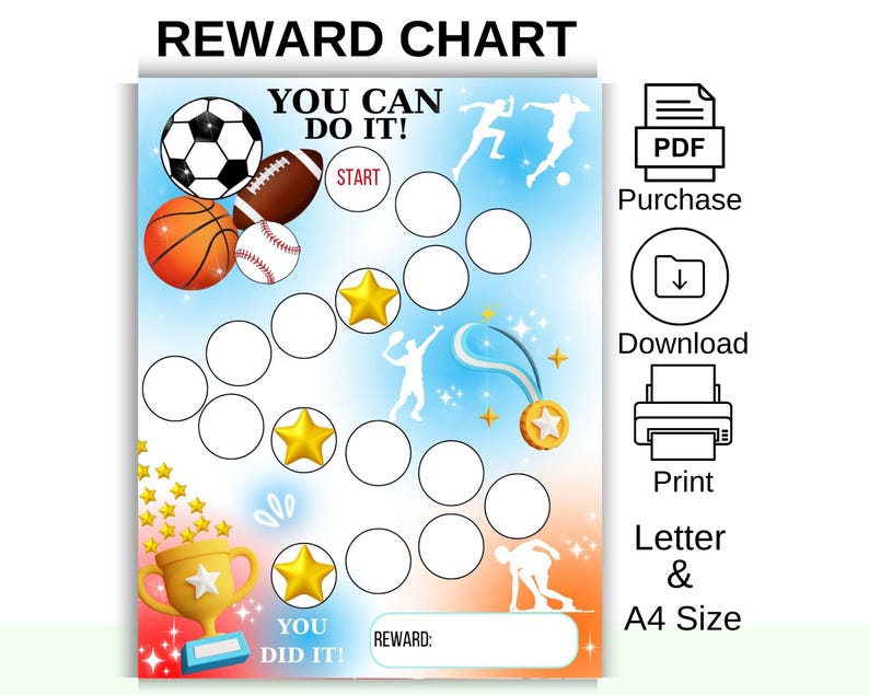 Printable Sports Reward Chart for Kids - Football Sticker Chart ...